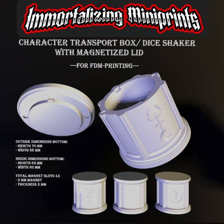 3D Printable Character Box / Dice Shaker by Immortalizing Miniprints