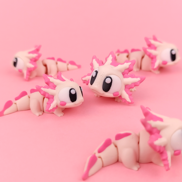 3D Printable Flexi Axolotl Print-in-place by 3DGOB