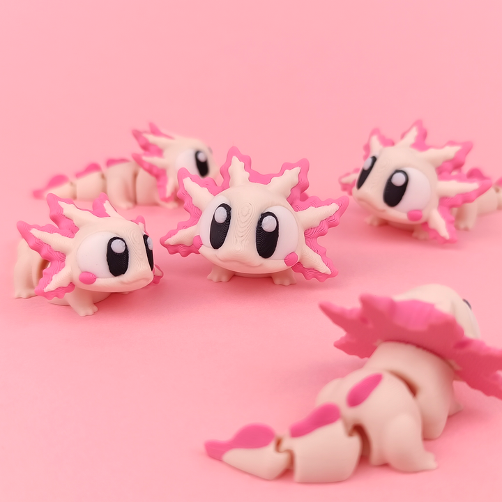3D Printable Flexi Axolotl Print-in-place by 3DGOB