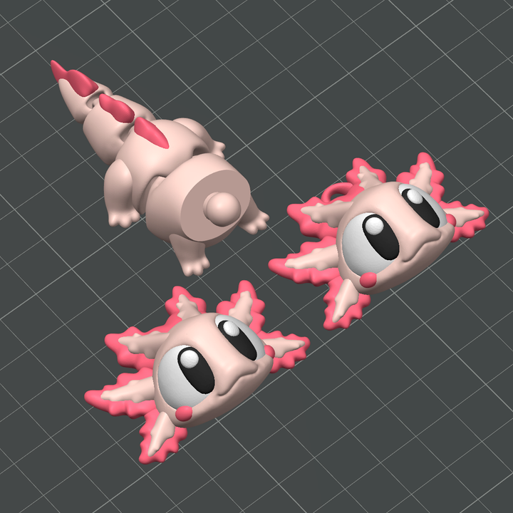 3D Printable Flexi Axolotl Print-in-place by 3DGOB