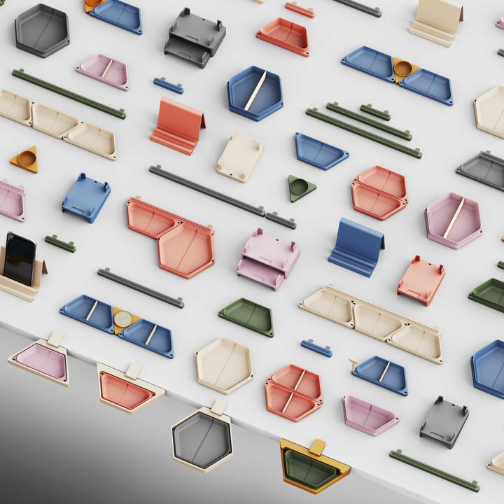 3D Printable Hex token tray tall - modular GeekShapes system by GeekShapes