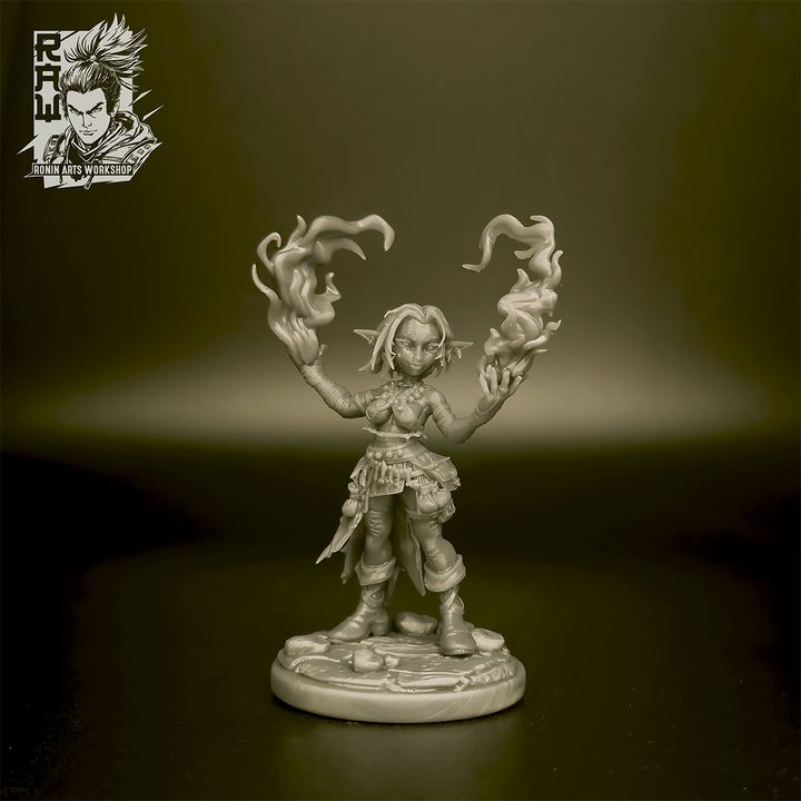 3D Printable Sissin - Female Pyromancer Goblin by Ronin Arts Workshop