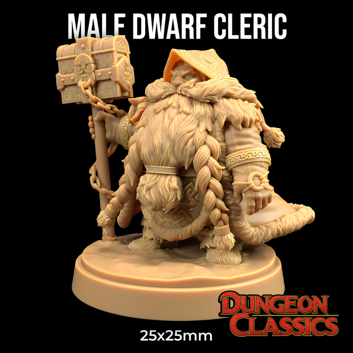 3D Printable Male Dwarf Cleric | PRESUPPORTED | Dungeon Classics by ...