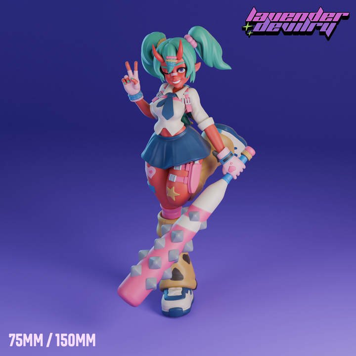 3D Printable Nemia, Demonically Cute Oni Gyaru Girl Figure Scale by ...