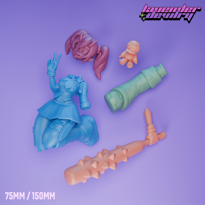 3D Printable Nemia, Demonically Cute Oni Gyaru Girl Figure Scale by ...