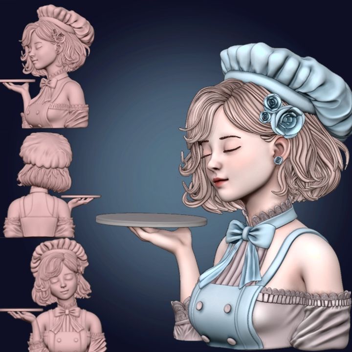 3D Printable 3D Victorian style chef bust STL free by gabriela cardenas
