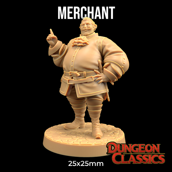 3D Printable Merchant | PRESUPPORTED | Dungeon Classics by Dungeon Classics