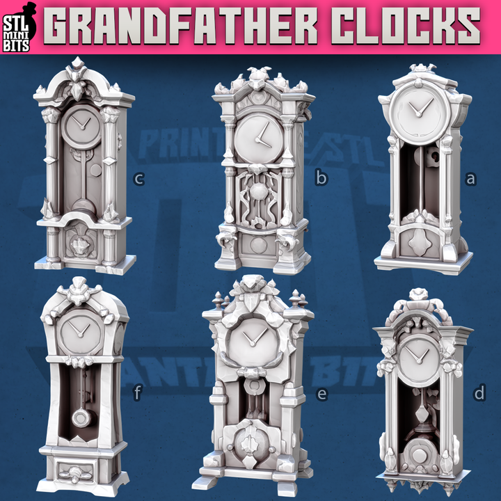 3D Printable 1001 Fantasy Bits - Grandfather Clock by STL Mini Bits