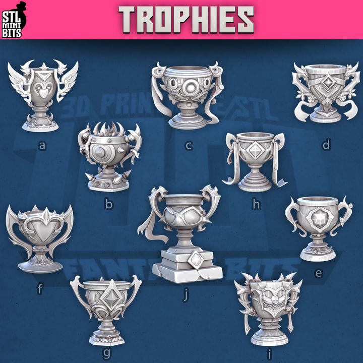 3D Printable 1001 Fantasy Bits - Trophies by STL Mini Bits