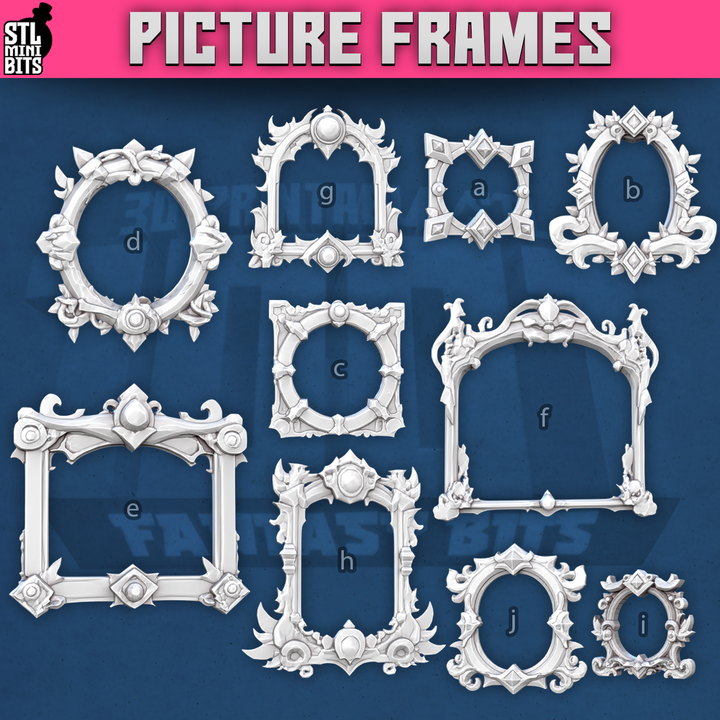 3D Printable 1001 Fantasy Bits - Picture Frames by STL Mini Bits