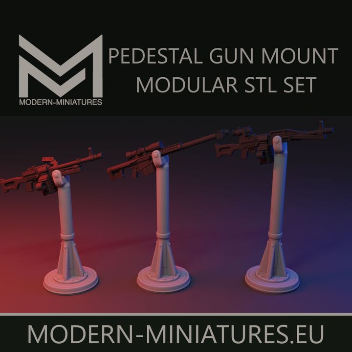 3D Printable Pedestal Gun mount for technicals, emplacements and other ...