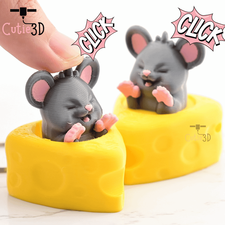 3D Printable Cutie3D Mouse In Cheese Keycap Fidget Clicker Keychain ...