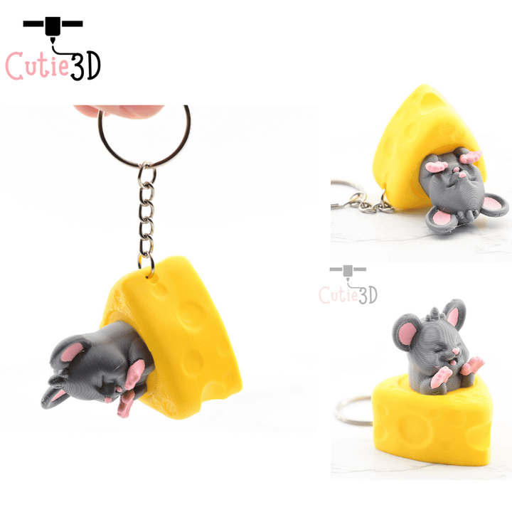3D Printable Cutie3D Mouse In Cheese Keycap Fidget Clicker Keychain ...