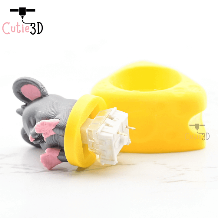 3D Printable Cutie3D Mouse In Cheese Keycap Fidget Clicker Keychain ...
