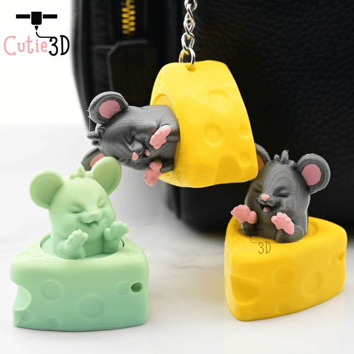 3D Printable Cutie3D Mouse In Cheese Keycap Fidget Clicker Keychain ...
