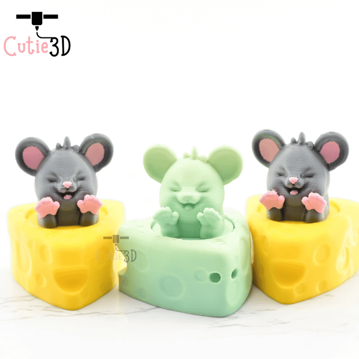 3D Printable Cutie3D Mouse In Cheese Keycap Fidget Clicker Keychain ...