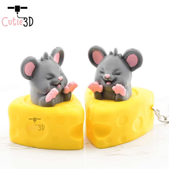 3D Printable Cutie3D Mouse In Cheese Keycap Fidget Clicker Keychain ...