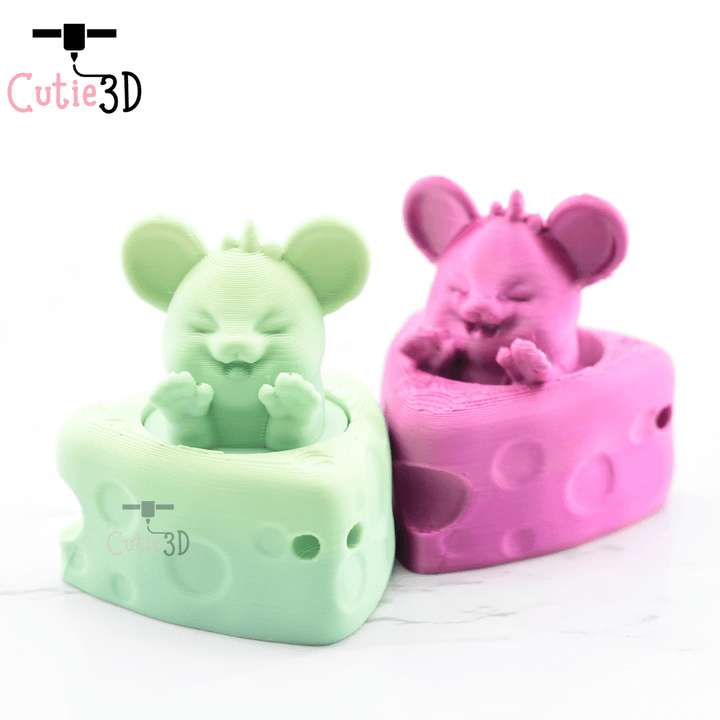 3D Printable Cutie3D Mouse In Cheese Keycap Fidget Clicker Keychain ...