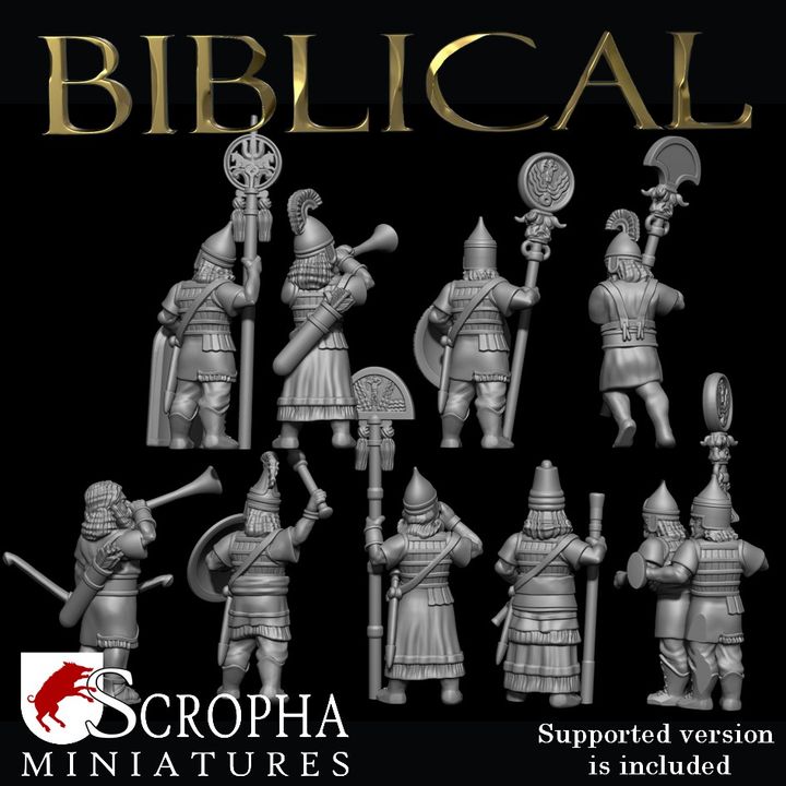 3D Printable Assyrian command group by Scropha Miniatures