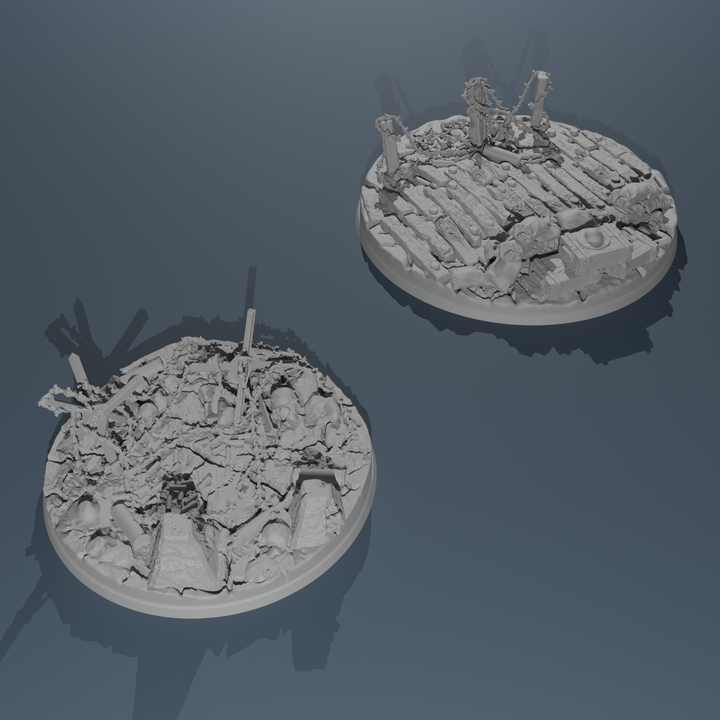 3D Printable Bases and toppers - trench crusade - trenches by HexBrick