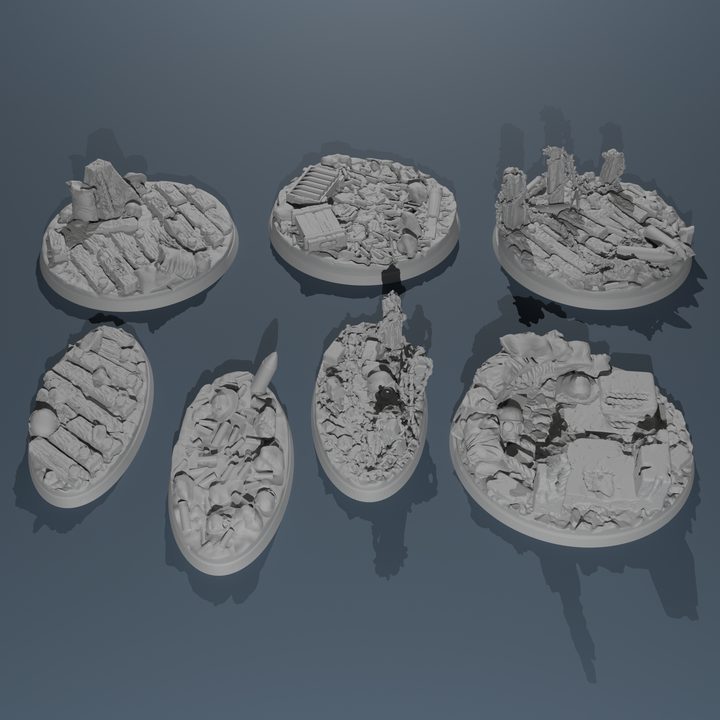 3D Printable Bases and toppers - trench crusade - trenches by HexBrick