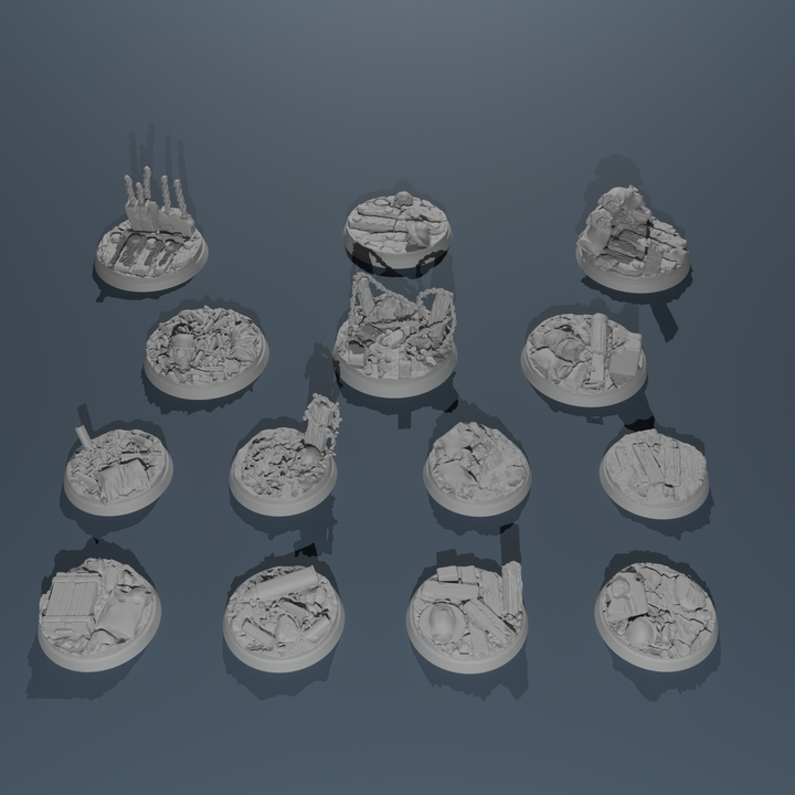 3D Printable Bases and toppers - trench crusade - trenches by HexBrick