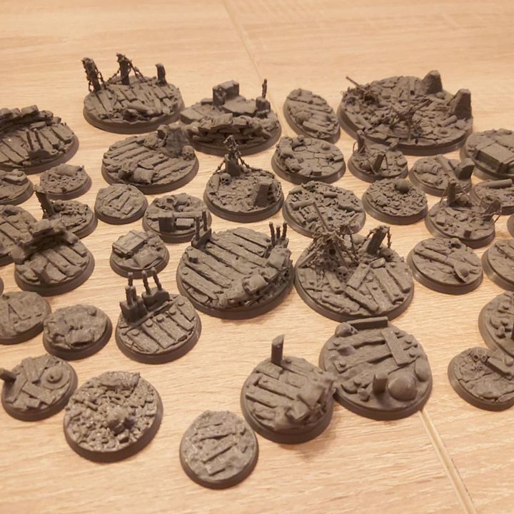3D Printable Bases and toppers - trench crusade - trenches by HexBrick