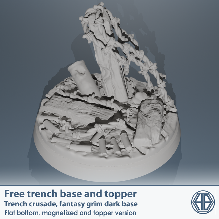 3D Printable Free 32mm base and topper - trench crusade - trenches by ...