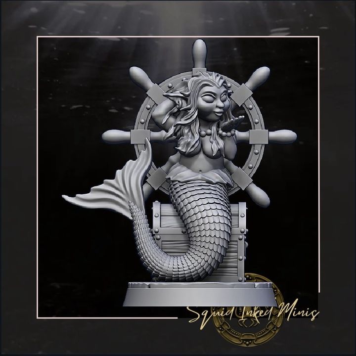 3D Printable Gilly Goblin Pirate Mermaid by Squid Inked Minis