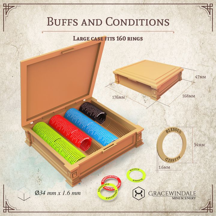 3D Printable Condition Markers for TTRPG by Gracewindale Mini Scenery