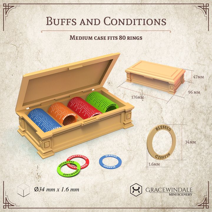 3D Printable Condition Markers for TTRPG by Gracewindale Mini Scenery