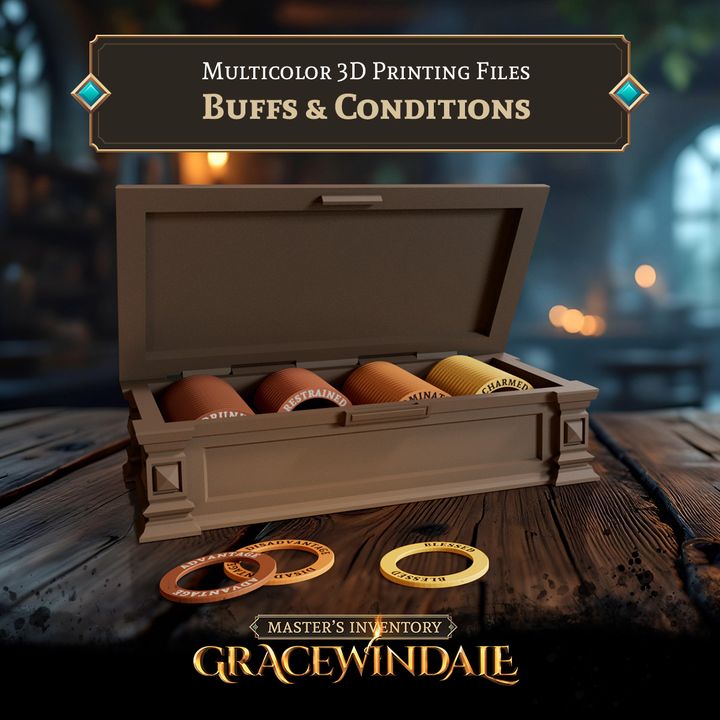 3D Printable Condition Markers for TTRPG by Gracewindale Mini Scenery