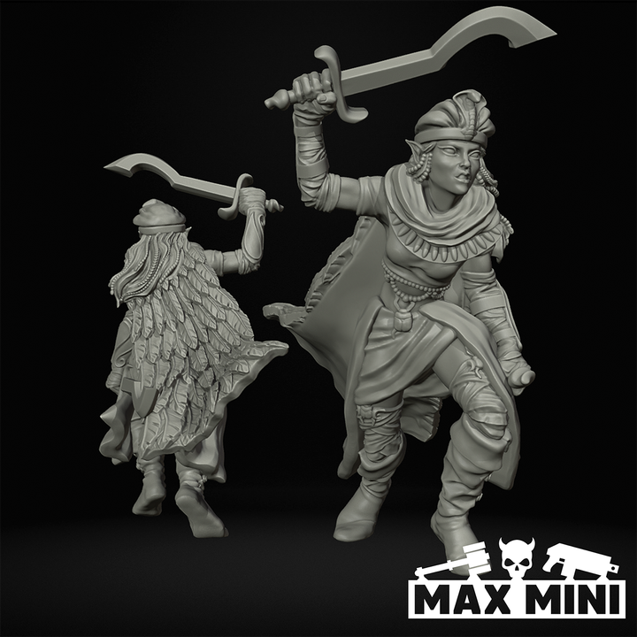 3D Printable Desert Elf Brigands by Max Mini