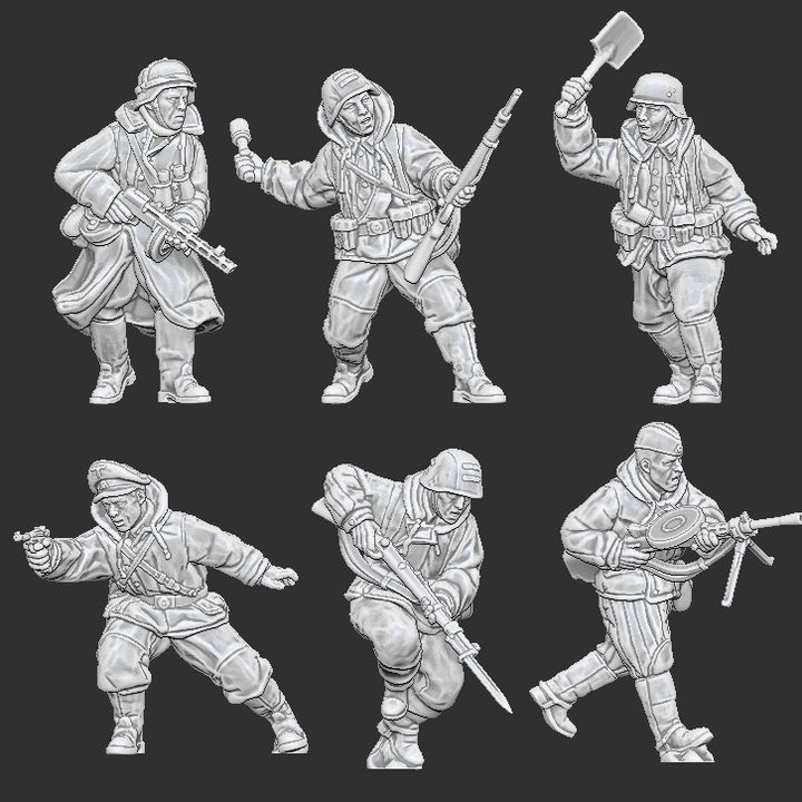 3D Printable Late War German Cavalry - dismounted - attacking / with ...