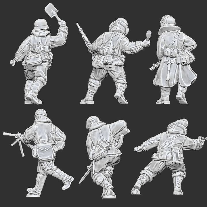 3D Printable Late War German Cavalry - dismounted - attacking / with ...