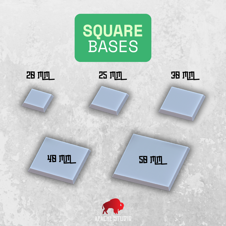 3D Printable Free Square Bases by Apache-Studio