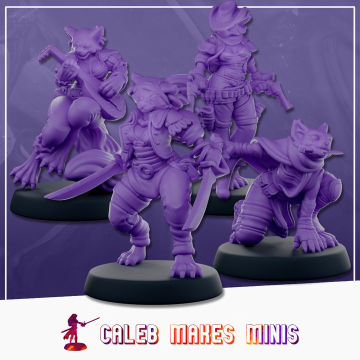 3D Printable (NSFW) Catfolk - Collection B [PRE-SUPPORTED] | Catfolk Series by Caleb Makes Minis