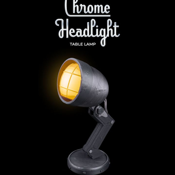 3D Printable Chrome Headlight Table Lamp by Stlflix