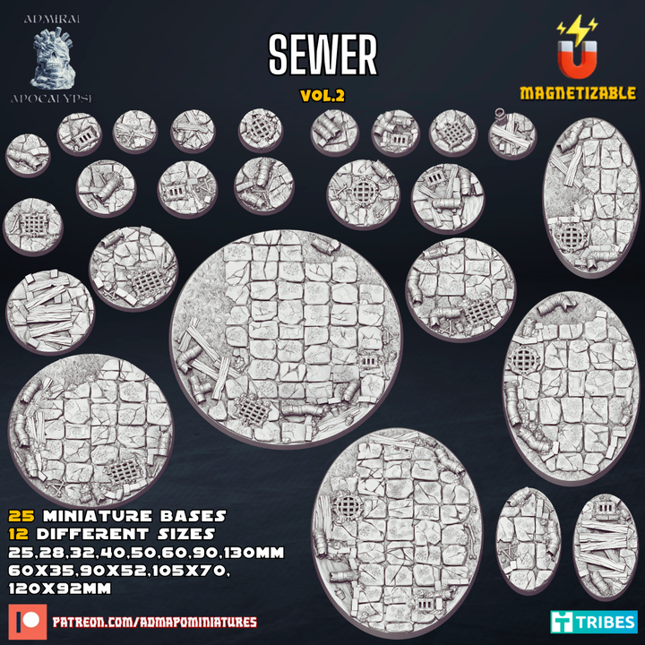 3D Printable Sewer Bases and Toppers (Pre-supported) by Admiral Apocalypse
