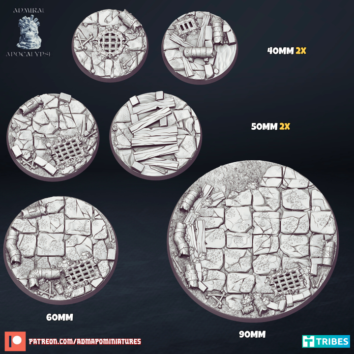 3D Printable Sewer Bases and Toppers (Pre-supported) by Admiral Apocalypse