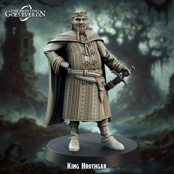 3D Printable King Hrothgar - Presupported by The Printing Goes Ever On