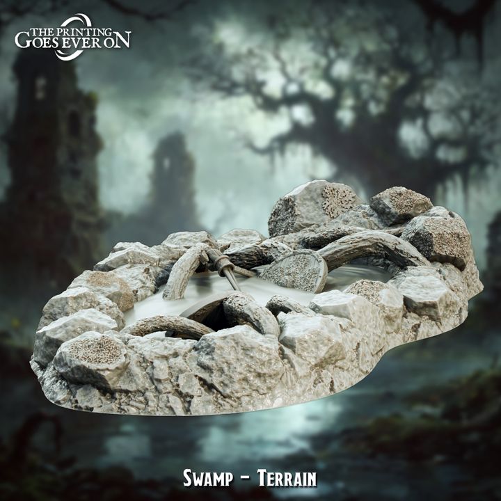 3D Printable Swamp Terrain - Presupported by The Printing Goes Ever On