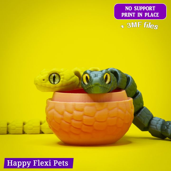 3D Printable Pack of long and thin flexi snakes (#58) by Happy Flexi pets