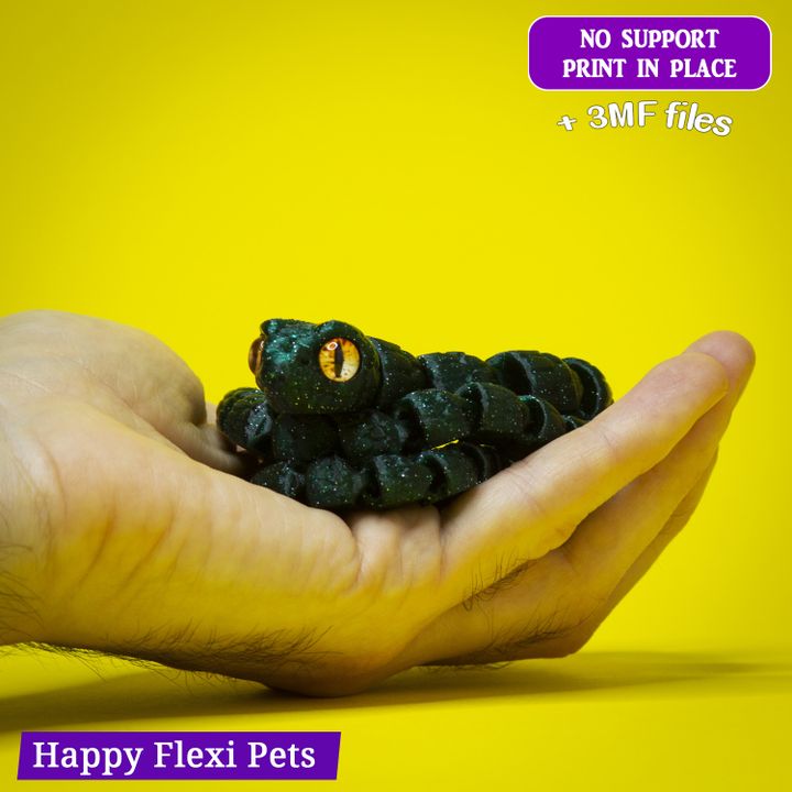 3D Printable Pack of long and thin flexi snakes (#58) by Happy Flexi pets