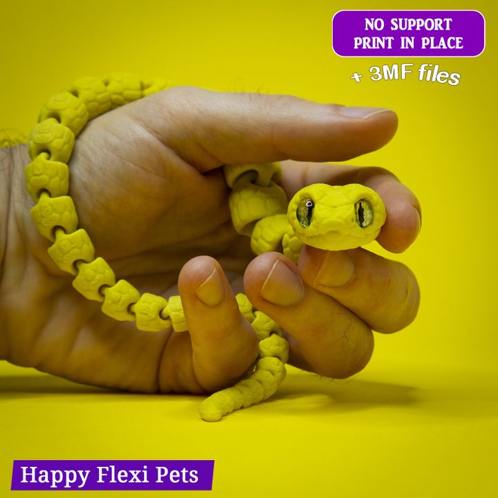 3D Printable Pack of long and thin flexi snakes (#58) by Happy Flexi pets