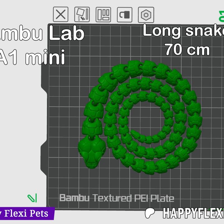 3D Printable Pack of long and thin flexi snakes (#58) by Happy Flexi pets