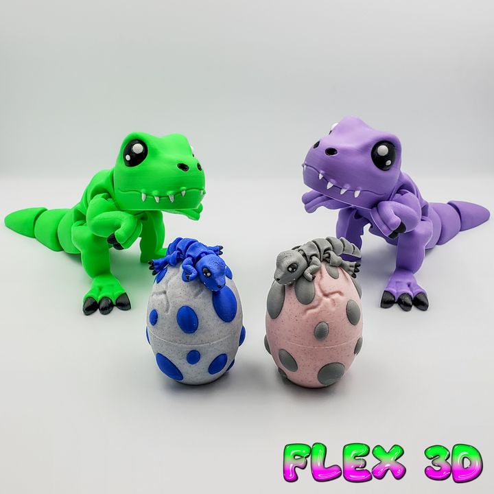 3D Printable Flex 3D T Rex Chunky with Dino Egg by Flex 3D