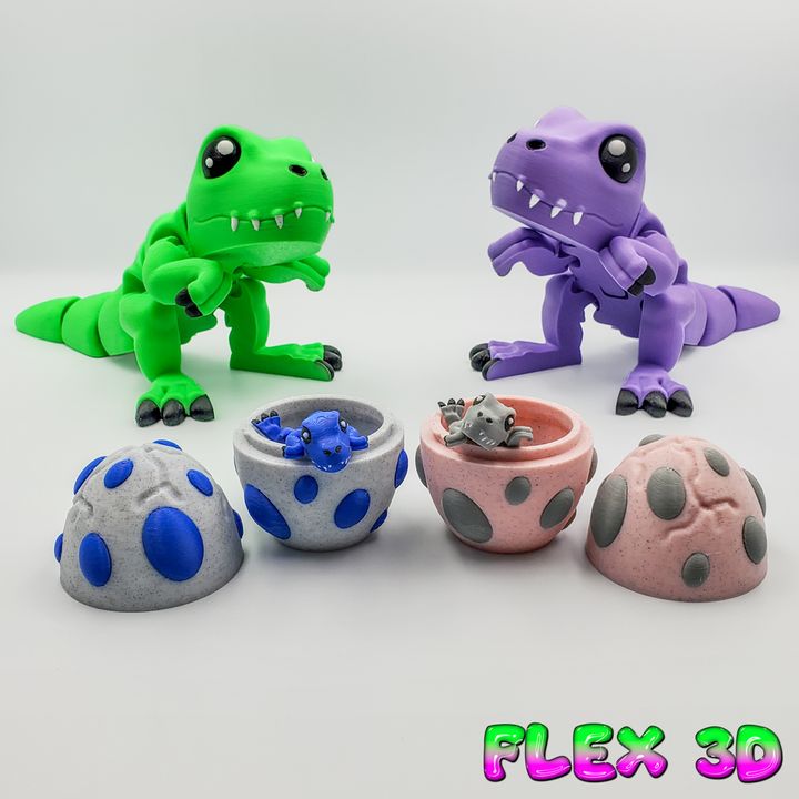 3D Printable Flex 3D T Rex Chunky with Dino Egg by Flex 3D