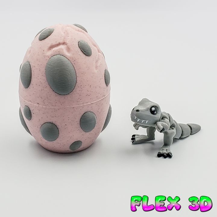 3D Printable Flex 3D T Rex Chunky with Dino Egg by Flex 3D