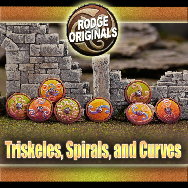 3D Printable Dark Age Shields with Triskele, Spiral and Curved Designs ...